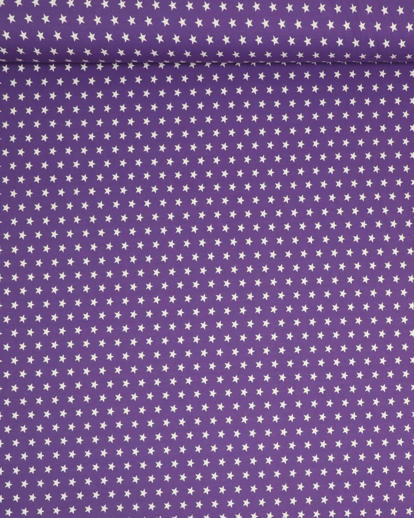 Hvide stjerner på lilla - Jersey - Stofmøllen