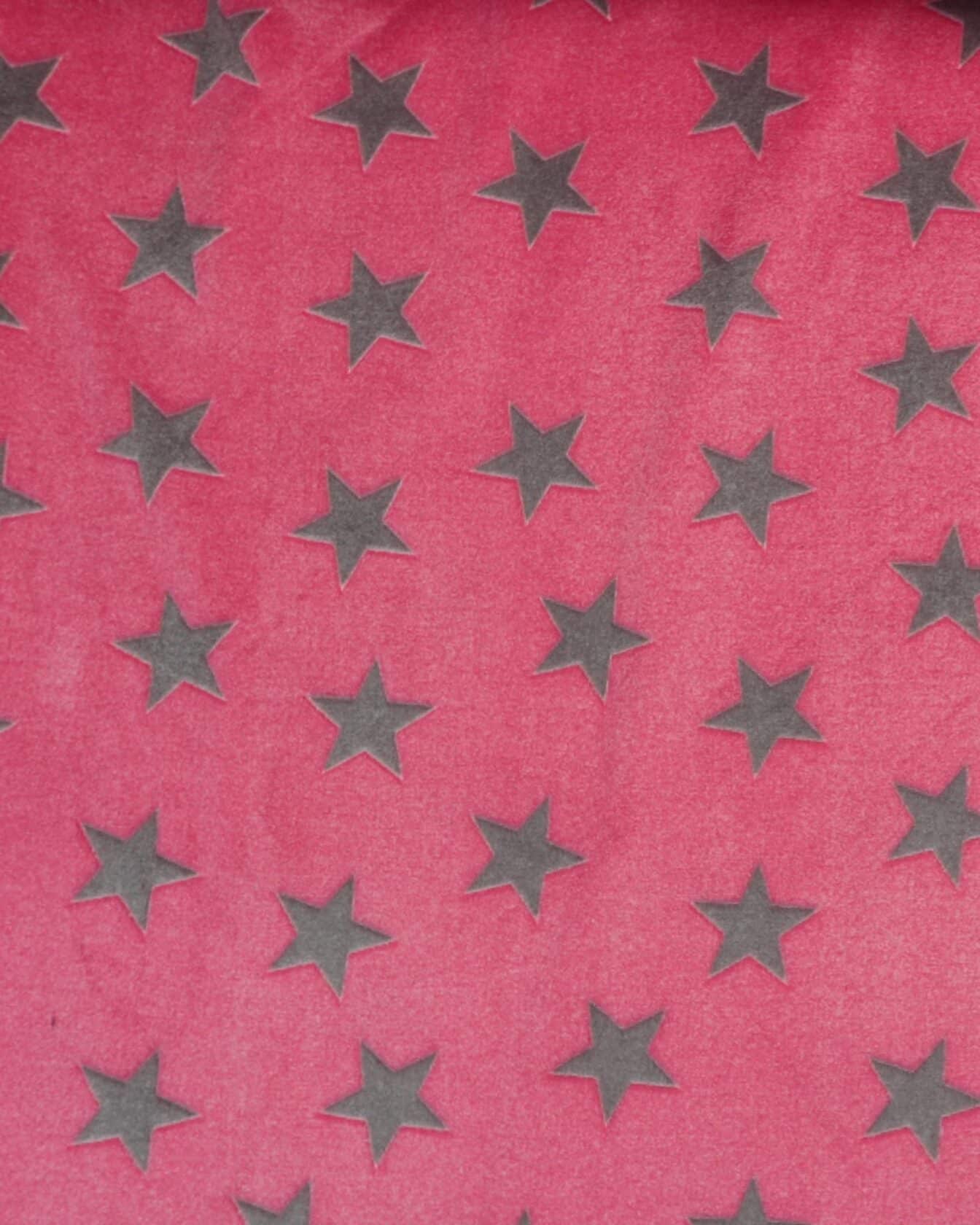 Grå stjerner på pink - Microfleece | Stofmøllen
