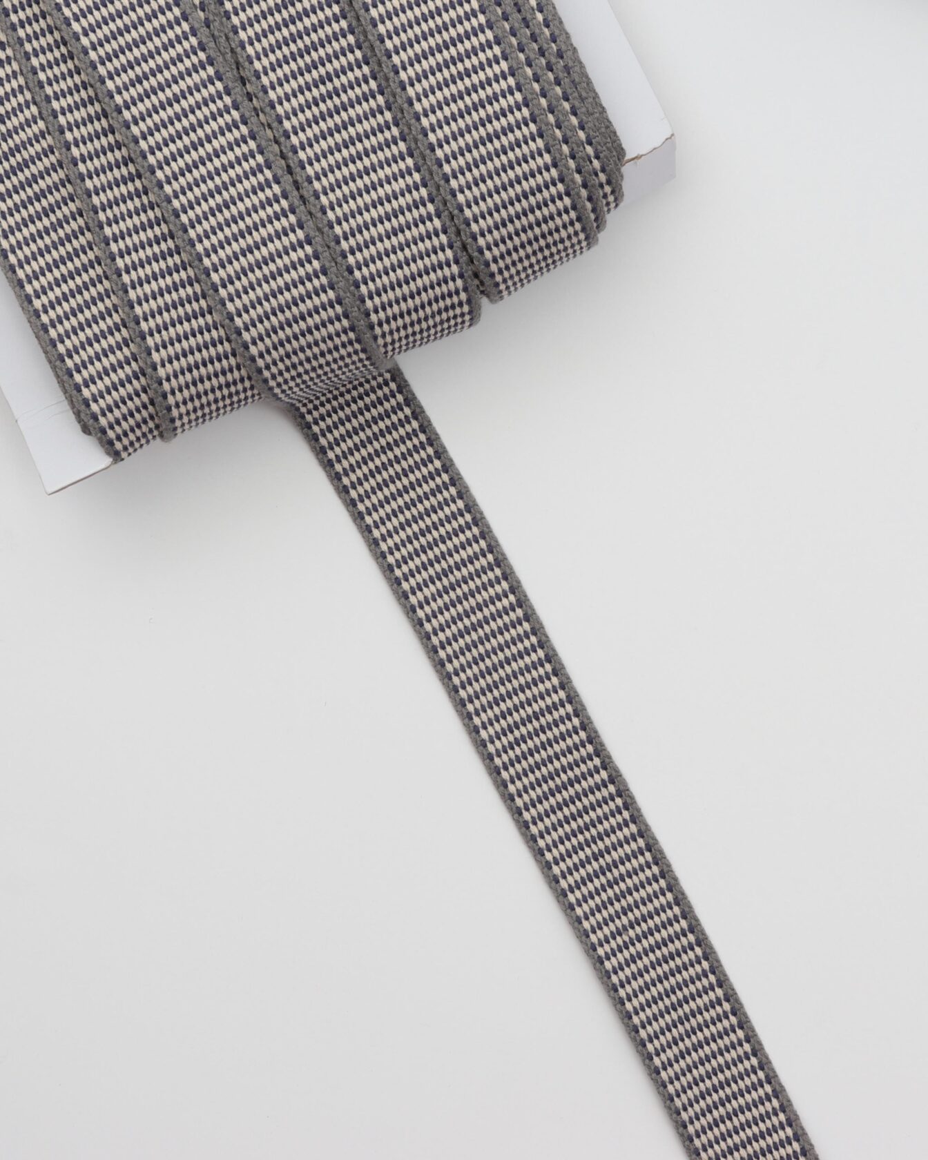Blå/offwhite med grå kant - Gjordbånd 30 mm | Stofmøllen